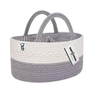 awehiru yuankanju baby viking diaper caddy organizer - cotton rope storage basket - portable changing station - backseat car organization for kids - boho nursery decor registry essentials