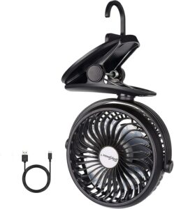 skygenius battery operated clip on stroller fan, portable mini desk fan rechargeable(black)…