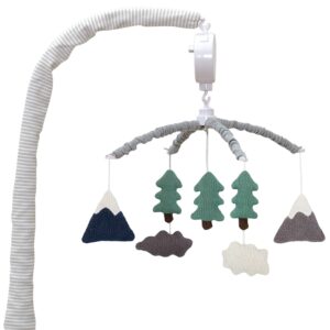 living textiles baby musical mobile - peaks | knitted hanging decor w/electronic music box for newborn & nursery bedding/crib