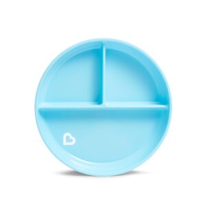 munchkin® stay put™ divided suction toddler plate, blue