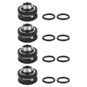 pomya water cooling fitting, 14mm water cooling compression fitting for rigid acrylic tube od (pack of 4)(black)