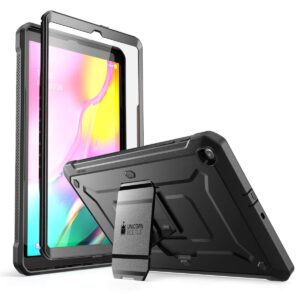 supcase for galaxy tab a 10.1 case with screen protector (unicorn beetle pro), [built-in stand] full-body rugged heavy duty protective tablet cover for samsung galaxy tab a 10.1 (2019), black