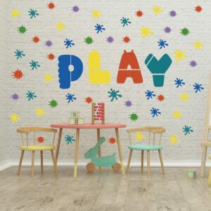 paint splatter wall decal-ink splotch vinyl stickers for toddler boys girls kids room bedroom playroom decor