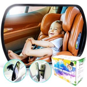 kinsei baby car mirror - rear view baby car back seat mirror - child observation mirror wide convex and shatterproof - 2 way of connection suitable for both rear-facing and forward-facing