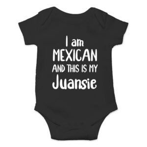 cbtwear i am mexican and this is my juansie baby bodysuit funny infant outfit unisex humor clothes (6 months, black)