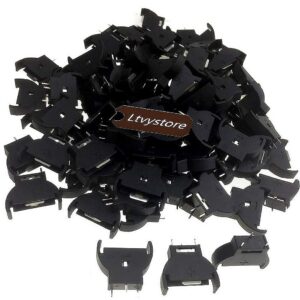 ltvystore 100pcs cr2032 button cell battery sockets holder case plastic shell type, black color