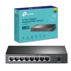 tp-link poe switch gigabit 8 port | 4 port poe 55w | 802.3af compliant | shielded ports | traffic optimization | plug and play | sturdy metal (tl-sg1008p) (renewed)