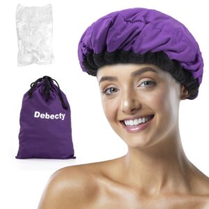 deep conditioning microwavable heat cap for steaming hair styling and treatment, haircare therapy (purple)