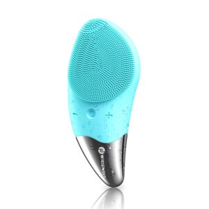 sonic facial cleansing brush, refresh jade - silicone electric face brush with 3 function modes, waterproof, usb rechargeable for all skin types, gentle exfoliating, deep cleansing, massaging (green)