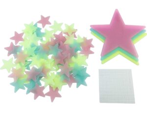 honeytoys 204pcs 1.2" luminous stars fluorescent noctilucent plastic wall stickers decals for home ceiling wall baby kids bedroom (multi-color)