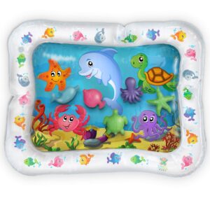 inflatable tummy time toys- premium tummy time water mat activity center for baby infant toys and toddlers, promotes visual stimulation, movement and motor skills. perfect smile and fun time