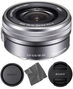 sony e pz 16-50mm oss: (selp1650) sony e pz 16-50mm f/3.5-5.6 oss lens (silver) + pro starter bundle kit combo - international version (1 year warranty)