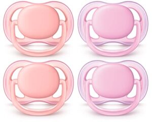 philips avent ultra air pacifier 0-6 months, pink/peach, 4 pack, scf245/40