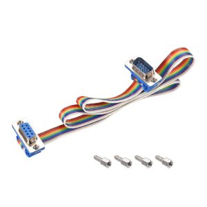 uxcell idc rainbow wire flat ribbon cable db9 male to db9 female connector 2.54mm pitch 19.7inch length