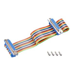 uxcell idc rainbow wire flat ribbon cable db25 female to db25 female connector 2.54mm pitch 11.8inch length