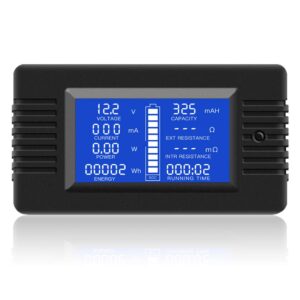 dc multifunction battery monitor meter,0-200v,0-10a (widely applied to 12v/24v/48v rv/car battery) lcd display digital current voltage solar power meter multimeter ammeter voltmeter