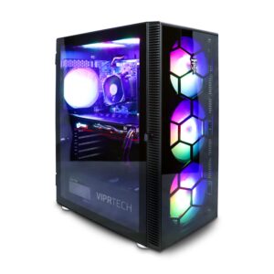 viprtech ultimate gaming pc desktop computer - intel i5 4th gen, gtx 1060 6gb, 16gb ram, 1tb, vr ready, wifi, rgb lighting, windows 10 pro, streaming, editing, 1-year warranty