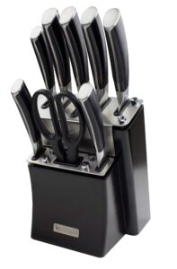 rockingham forge 9-piece kitchen knife block set, equilibrium series - professional stainless steel chefs knives selection