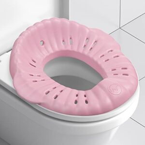 potty training seat for toddler kids boys & girls, tyry.hu portable toilet seat with ergonomic backrest fits most toilets, upgraded soft eva non-slip secure easy to clean travel toilet seat,pink