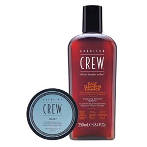 american crew fiber duo, includes hair fiber and daily cleansing men's shampoo with shave gel sample 2 count(pack of 1)