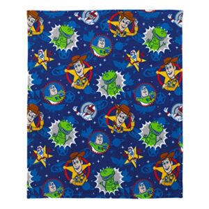 disney toy story 4 - blue, green, yellow and red super soft plush toddler blanket