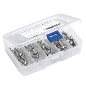 1/4-20 x 1/2", 3/4", 1", 1-1/4", 1-1/2" button head socket cap screws screw assortment, stainless steel 18-8, allen hex drive, 50 pcs