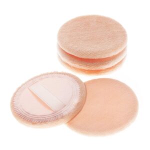 5x powder puff, applicator cotton round makeup powder sponge, air cushion puff with ribbon, face powder puffs for loose and foundation,3.15 inch (orange)