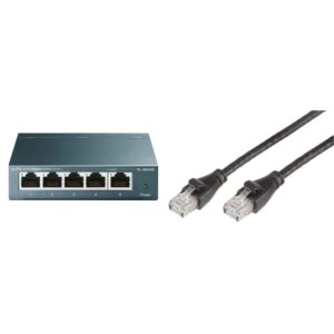 tp-link 5 port gigabit ethernet switch (tl-sg105) and cat 6 ethernet cables (5 foot) - pack of 5