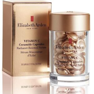 elizabeth arden vitamin c ceramide capsules serum, daily skin care, brightening face serum, 30 count