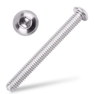 1/4-20 x 2-1/2" button head socket cap bolts screws, 304 stainless steel 18-8, allen hex drive, bright finish, fully machine thread, pack of 20