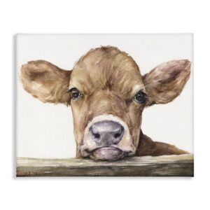 stupell industries cute baby cow animal watercolor painting canvas wall art design by artist george dyachenko