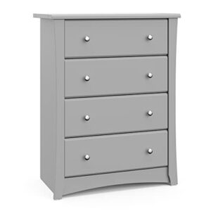 storkcraft crescent 4 drawer chest (pebble gray) – greenguard gold certified, easy-to-match chest of drawers for nursery and kids bedroom, dresser organizer for children’s bedroom