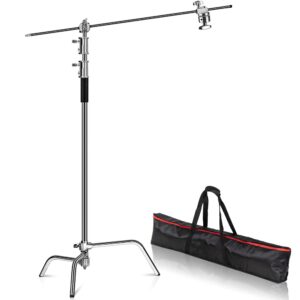 kshioe pro c stand with boom arm, heavy duty light stand for photography studio video reflector, monolight, softbox and other equipment