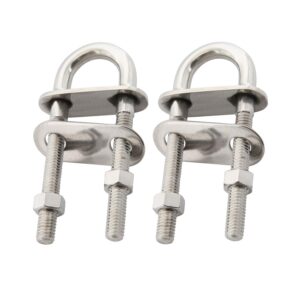 novelbee 2-pack 3/8" stock stainless steel stern bow eye u bolt with welding plate,washer and hex nuts (overall length:4-1/2")