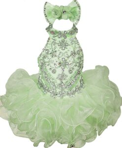 junguan new born baby girls short halter cupcake pageant dresses princess birthday party tutu ball gowns 3 us mint green