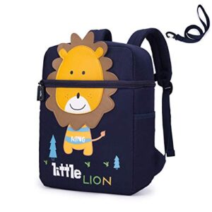 willikiva cute zoo little 3d backpack kid backpacks for boys and girls toddler backpack waterproof school bag safety harness leash (lion)