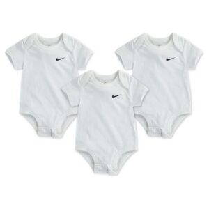 nike swoosh three-piece infant baby bodysuit set newborn, white (newborn, white)