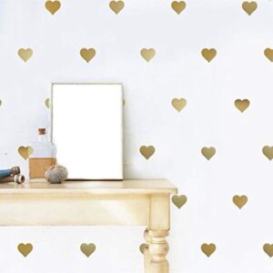 gold heart 2inchx120 pieces wall decal vinyl sticker for baby kids children boy girl bedroom decor removable nursery decoration (gold)