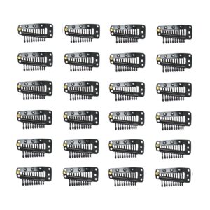 24 pcs/lot metal snap clips for hair extensions, wigs, hairpieces and accessories - 36mm 10-teeth combs (black)