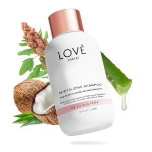 love hair - revitalizing shampoo, natural shampoo, clarifying shampoo for all hair types, paraben & sulfate-free, vegan & cruelty-free, no synthetic fragrance hair products, 12 oz