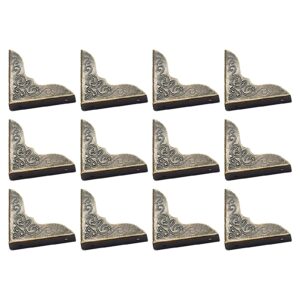 mcredy box corner protectors 1.6x1.6x0.4(lxwxh) vintage corner guards with mounting screws, bronze,pack of 12