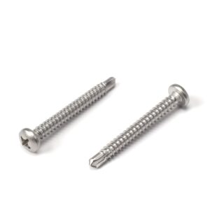 the cimple co #8 size, 1 1/2" length (38mm) - self tapping/drilling screw - 410 stainless steel (exceptional wear and very corrosion resistant) - phillips pan head - 100pcs