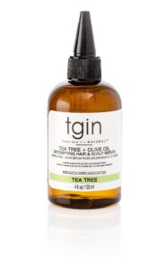 tgin tea tree + olive oil detoxifying dry itchy hair and scalp serum - natural hair - scalp oil - 4 oz