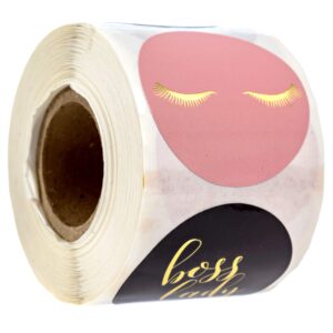 boss lady eyelash stickers / 250 small business stickers/beauty business 1.5" labels/make up business gold foil envelope seals/made in the usa