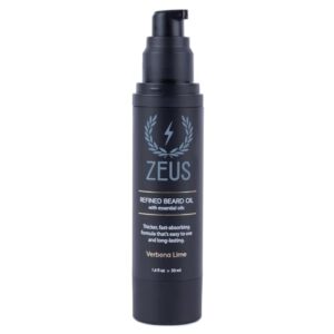 zeus refined beard oil, long lasting, thick & fast absorbing oil, leave in beard conditioner – made in usa (verbena lime) 2 oz.