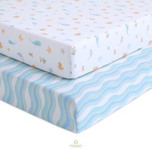 optimababy crib sheets, sea animals fitted, 2 count