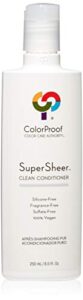 colorproof supersheer clean conditioner, 8.5 fl oz fragrance-free, color-safe, vegan, sulfate-free, silicone-free, unisex - professional hair