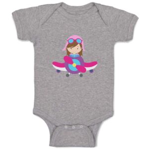 cute rascals custom boy & girl baby bodysuit pilot girl airplane funny cotton baby clothes oxford gray design only newborn