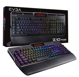 evga z10 rgb gaming keyboard, rgb backlit led, mechanical brown switches, onboard lcd display, macro gaming keys