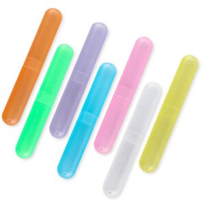 travel toothbrush case,portable plastic toothbrush box mixed color toothbrush travel holder case storage cover(7 pack)